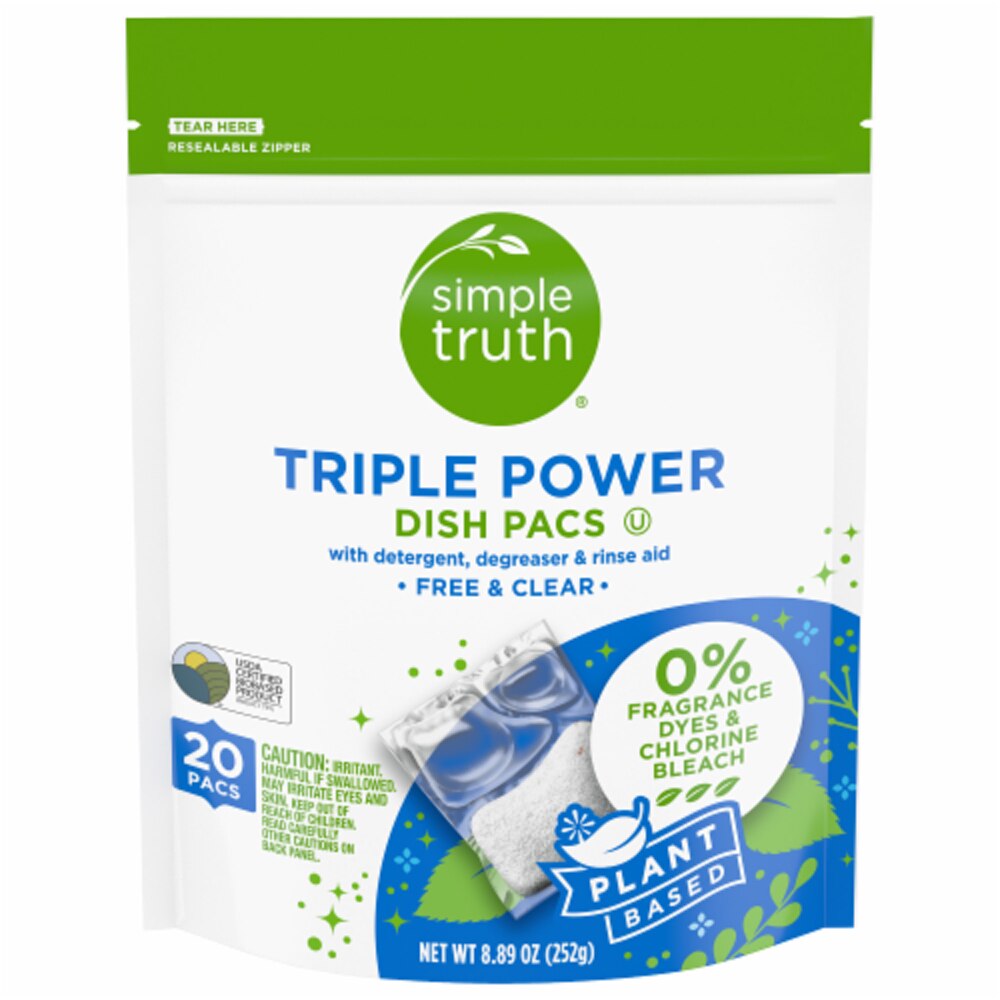 Simple Truth Triple Action Free & Clear Scent Dish Pods -- 20 Packs ... Simple Truth Triple Action Free & Clear Scent Dish Pods -- 20 Packs ...