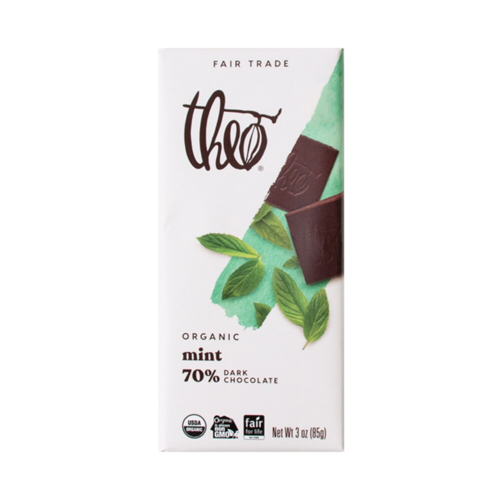 Theo Chocolate Organic 70 Dark Chocolate Bar Mint 3 Oz Vitacost
