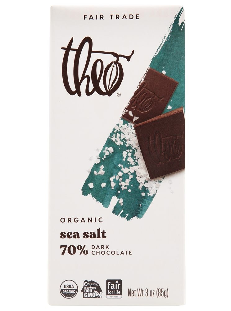 Theo Organic 70 Dark Chocolate Bar Sea Salt 3 Oz Vitacost