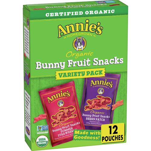 Annies Homegrown Organic Bunny Fruit Snacks Variety Pack 12 Pouches