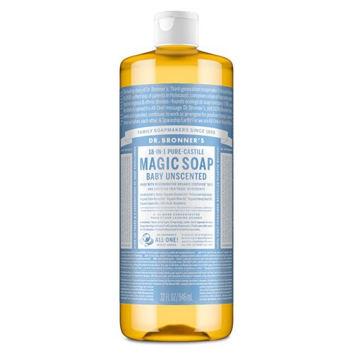 Dr. Bronner s Organic Pure Castile Liquid Soap Hemp Baby Unscented 32 fl oz