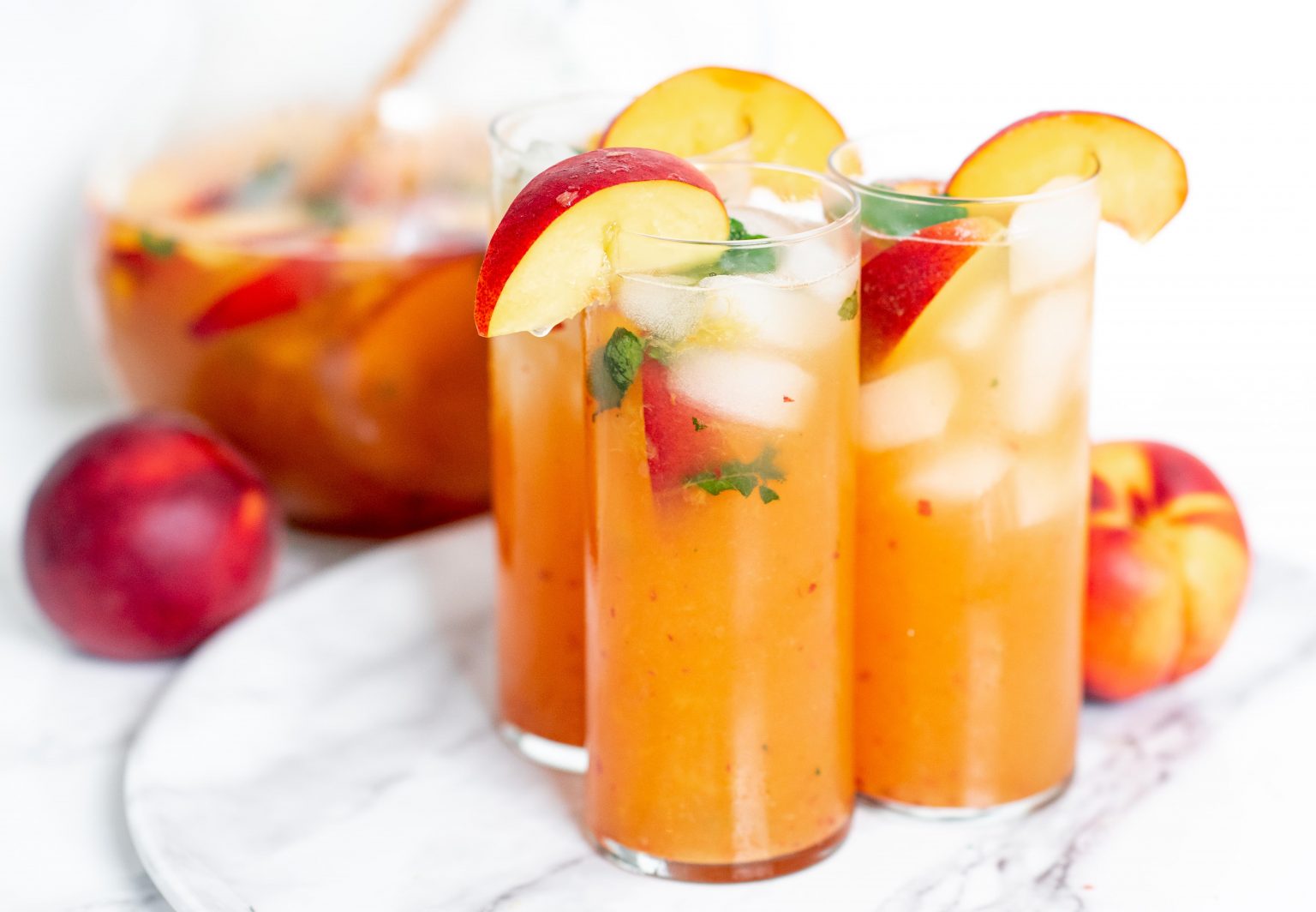 Sparkling Peach-Mint Mocktail
