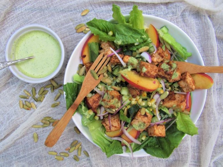 Summer Salad With Chipotle Tofu, Peaches & Corn | Vitacost Blog