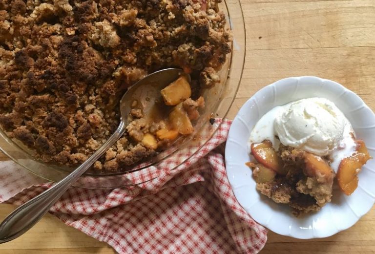 Peach Dessert with Pecan Crumble Topping